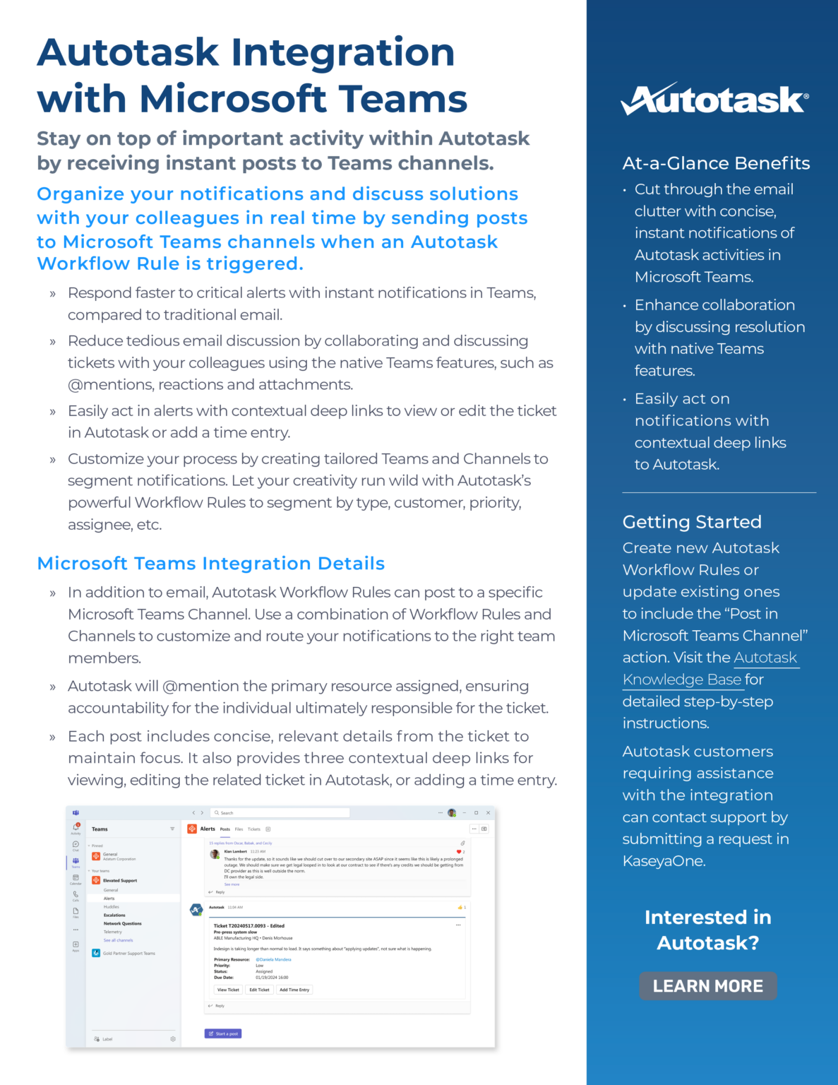 Autotask Integration With Microsoft Teams | Datto